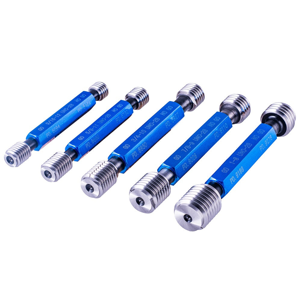 5 Piece Thread Plug Gage Set. 9/16 to 1", UNC- 2B, taperlock. CERTIFIE ...